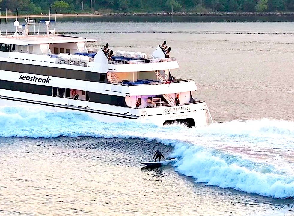 Boat Wake Creates ‘Biggest Ferry Wave on Record’ (Video) - Surfer