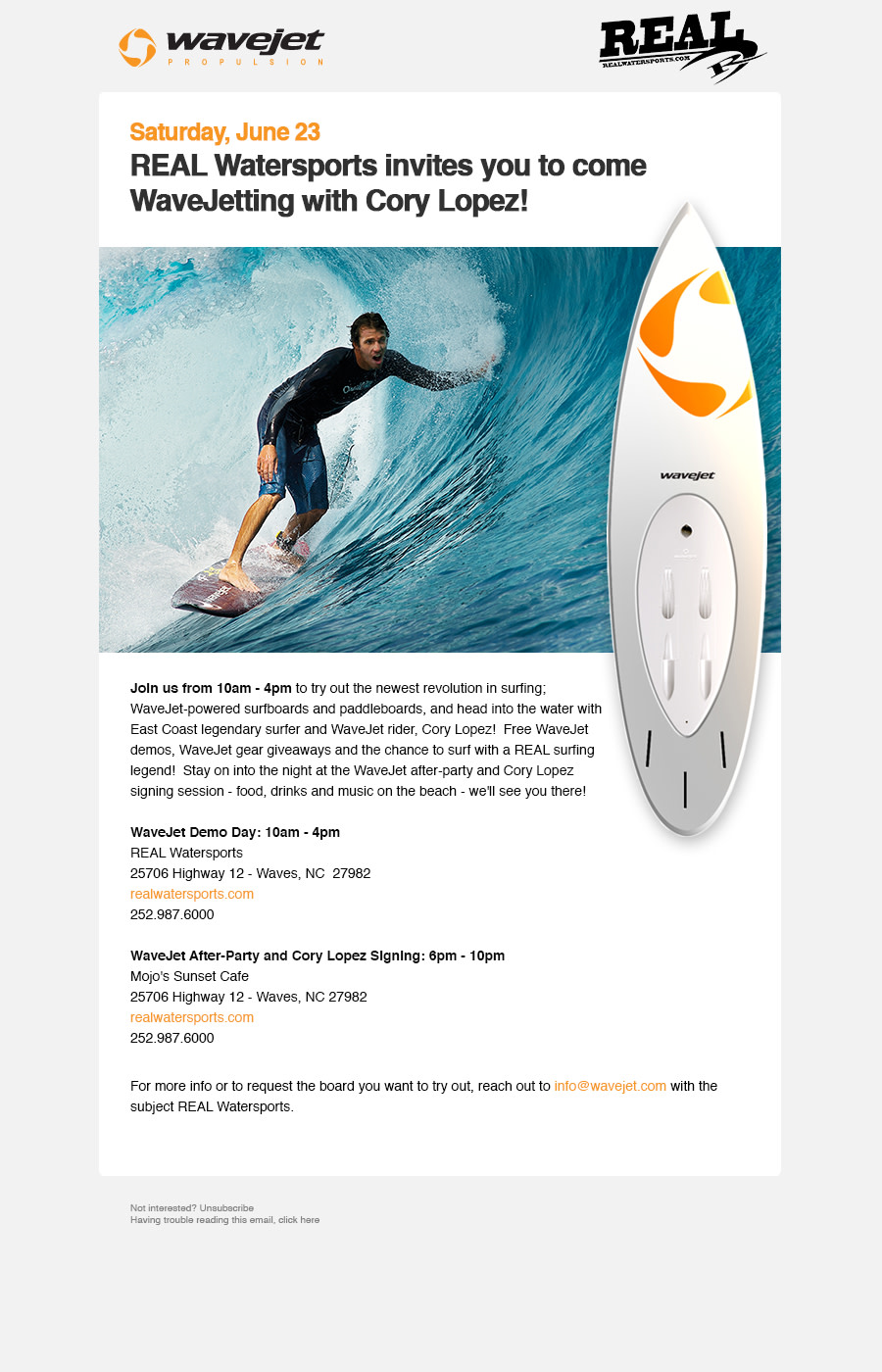 REAL Watersports invites you to come WaveJetting with Cory Lopez!