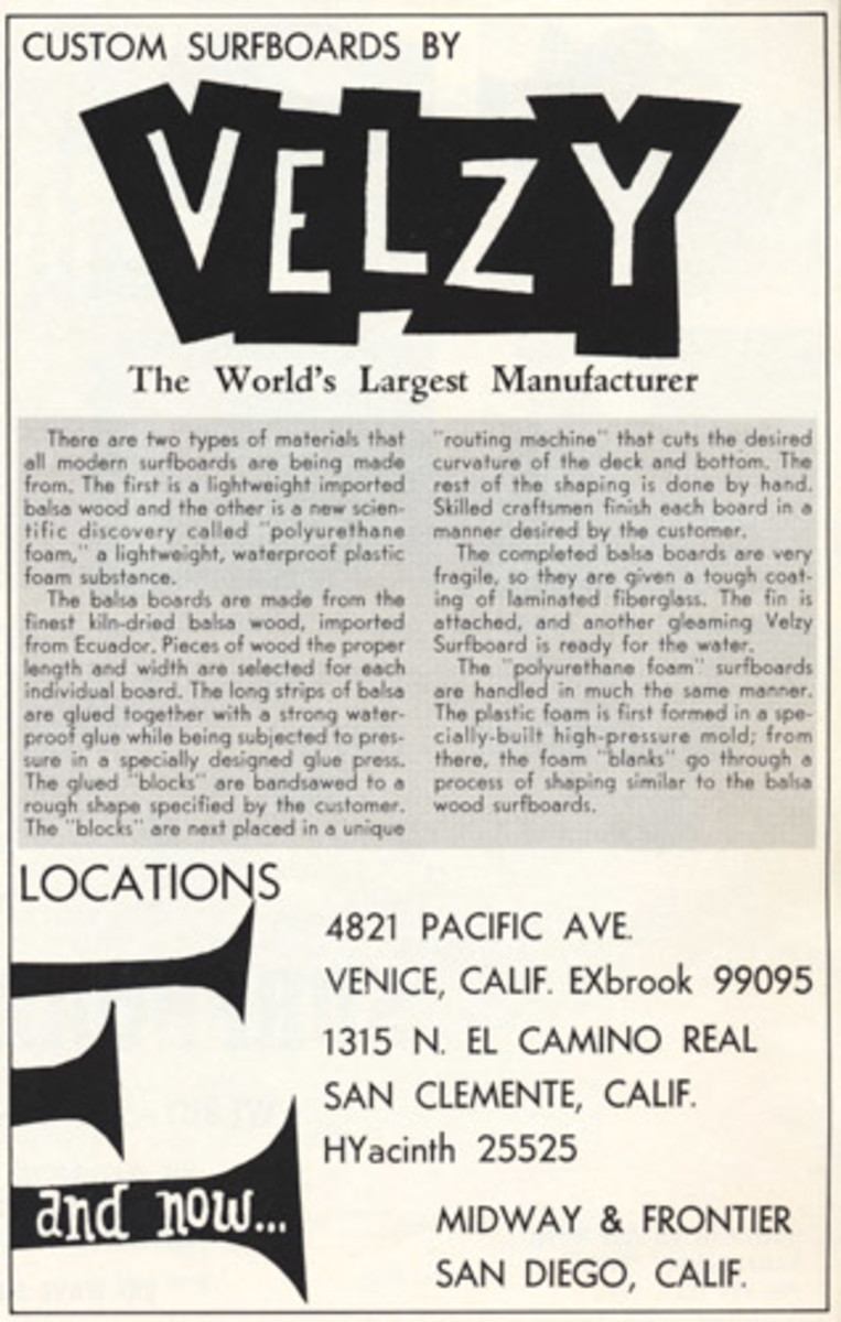 The first 10 surfboard ads from the very first issue of SURFER - Surfer