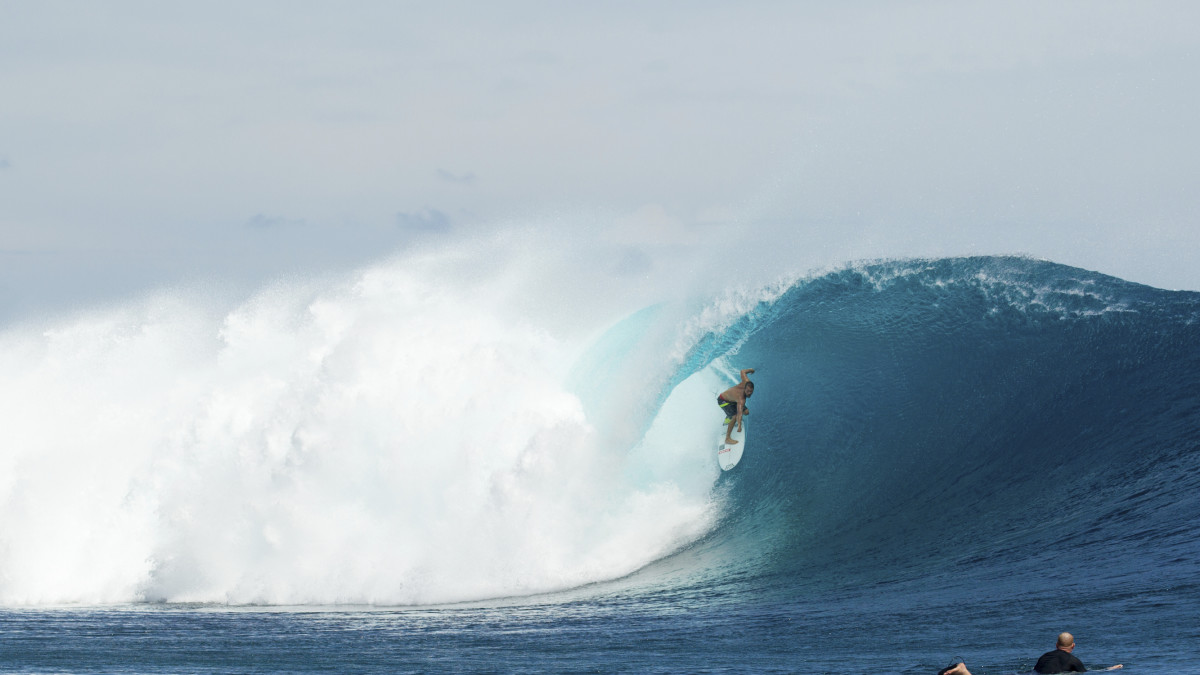 CJ And Damien Hobgood At Pumping G-Land - Surfer