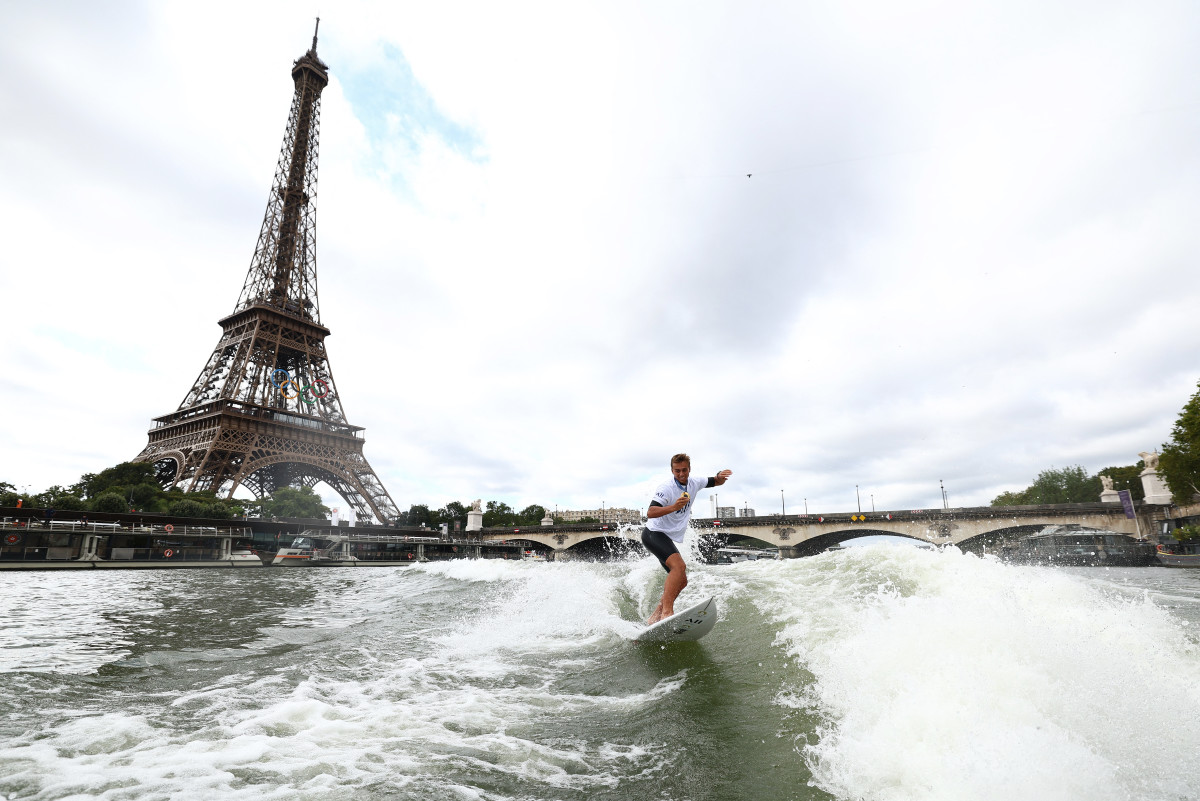 Kauli Vaast Surfs Seine River, Takes Olympic Gold Victory Lap in Paris ...