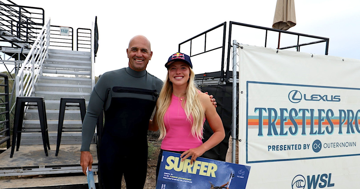 Kelly Slater Surprises Erin Brooks with New SURFER Cover (Video) - Surfer