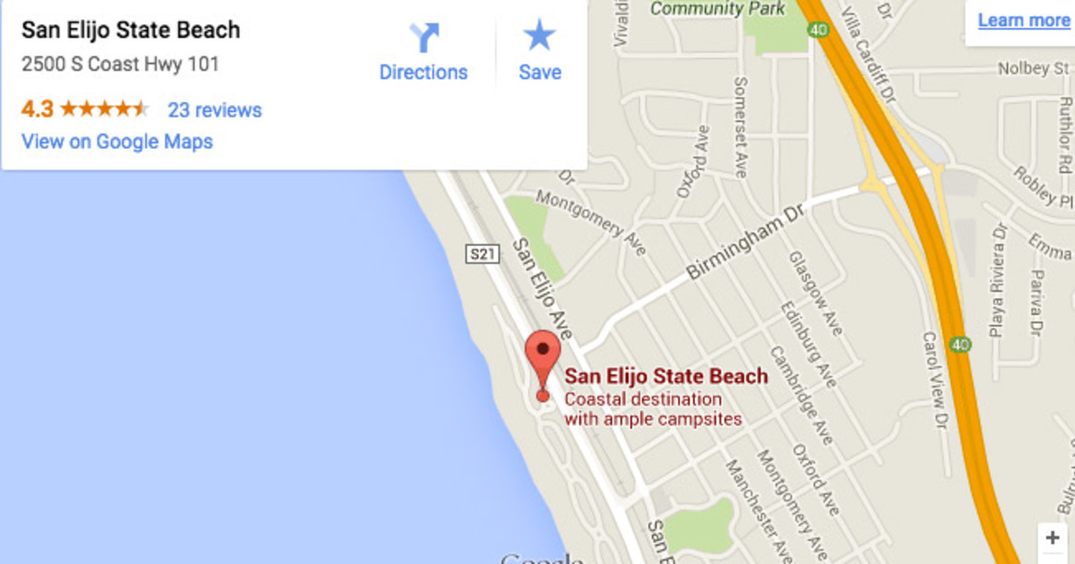 Map to Camp Shred - San Elijo State Beach, Cardiff by the Sea