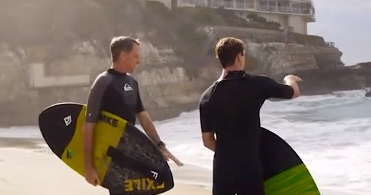 Watch: Tony Hawk Skimboards (and Wipes Out) in Laguna Beach - Surfer
