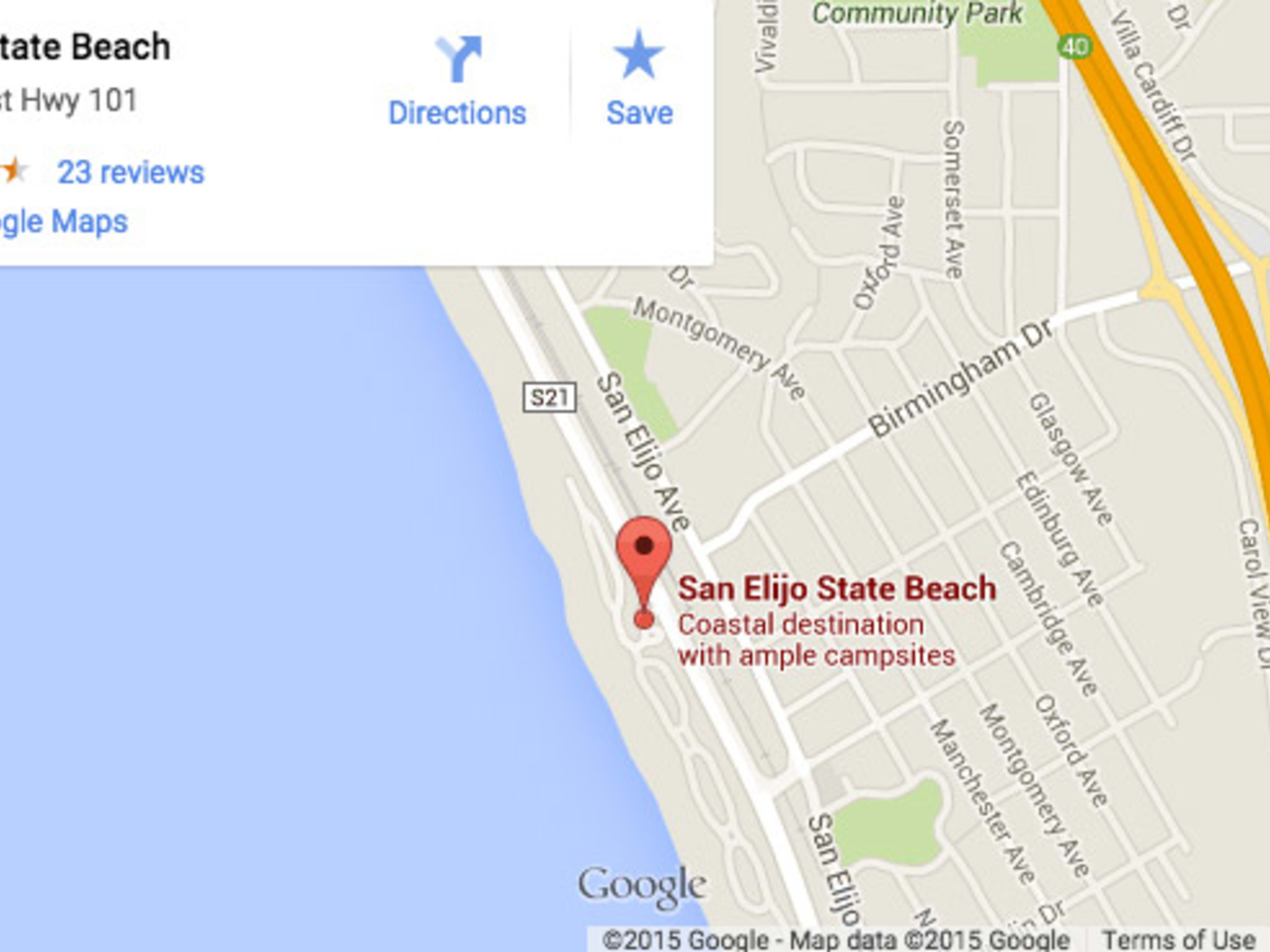 Map to Camp Shred - San Elijo State Beach, Cardiff by the Sea - Surfer