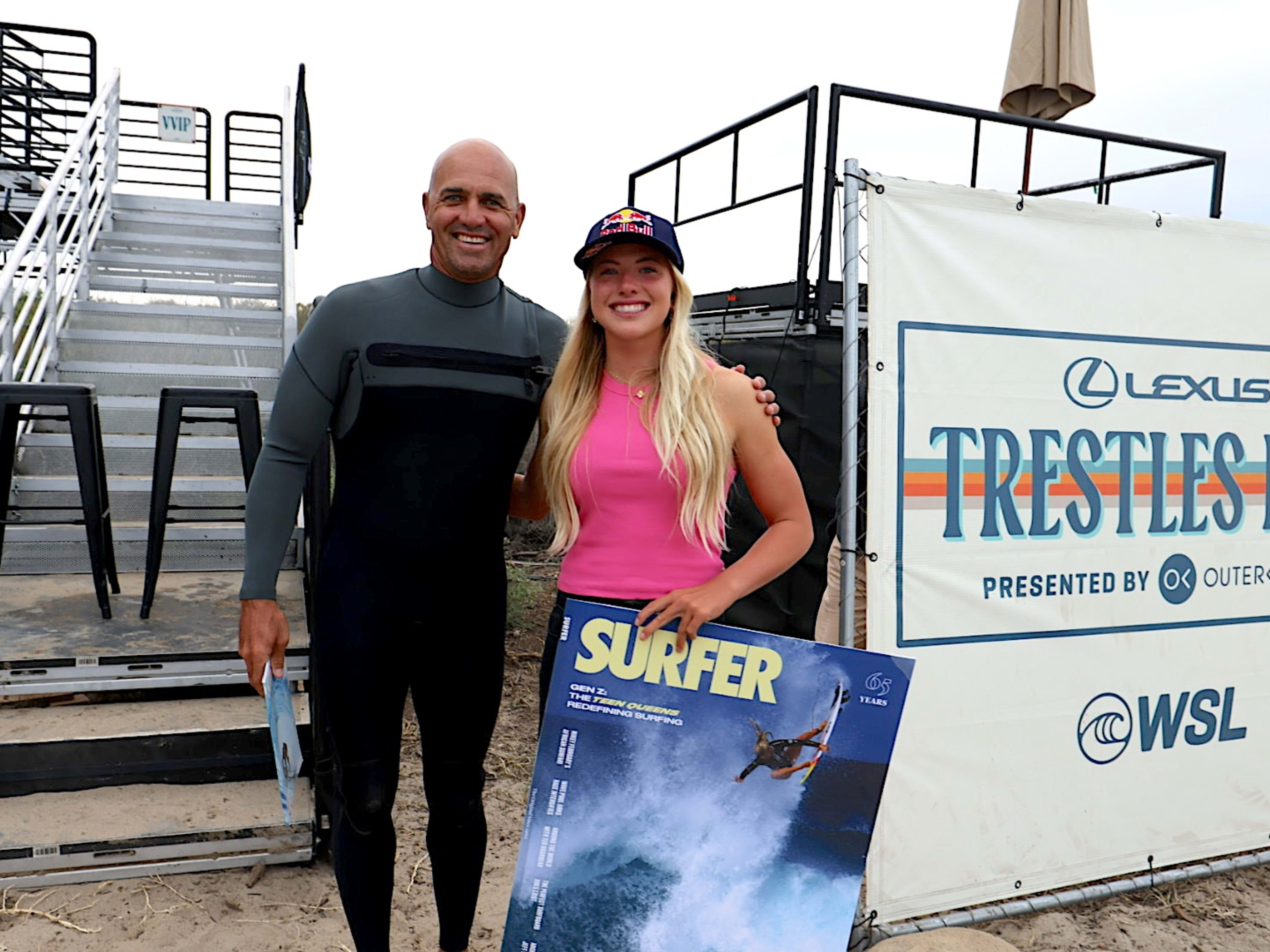Kelly Slater Surprises Erin Brooks with New SURFER Cover (Video) - Surfer