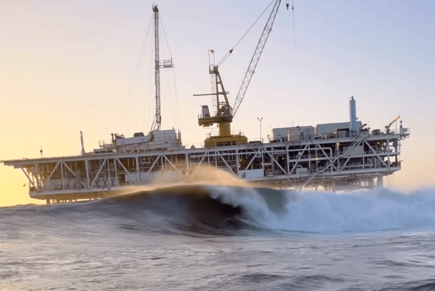 Massive Waves Break at Offshore SoCal Oil Rig (Watch) - Surfer