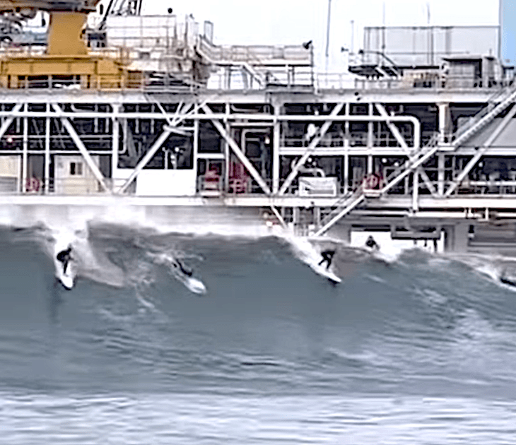 Outrigger Canoe Surfers Score Rare Offshore Oil Rig (Video) - Surfer