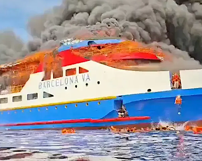 Chaos in Indonesia: Ferry Catches Fire, Passengers Dive Overboard ...